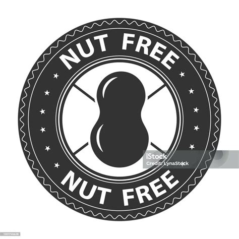 너트 무료 배지 로고 아이콘 흰색 배경에서 격리된 벡터 그림입니다 라벨 또는 스티커 플랫 디자인 건강한 식품 개념 식품 포장 또는 식이 제품 영양 기호에 대한 땅콩 기호