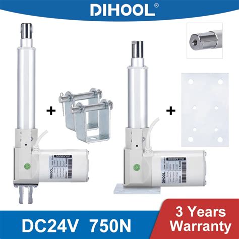 마이크로 Dc 모터 창문 오프너 접근 제어 전기 선형 액추에이터 750n 75kg 하중 24v 200mm 500mm
