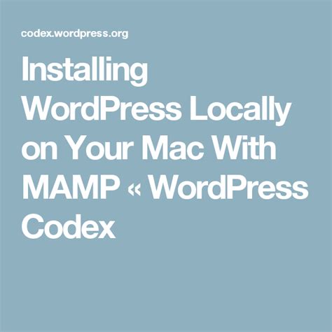 installing wordpress locally on mac with mamp