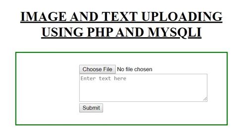 php and mysqli image and text uploading template