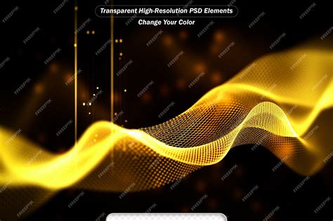 Premium Psd Abstract Gold Wave Particular Background Particles Form Line And Surface Grid