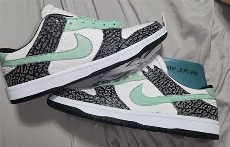 Handmade Puke Green Elephant Dunk Low Or Puke On Cement R