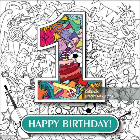 배경에서 그림 1입니다 생일 축 하 배너 벡터 일러스트 레이 션 1920년대 아가씨에 대한 스톡 벡터 아트 및 기타 이미지 1920년대 아가씨 공 스포츠 장비 기념일