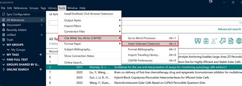 insert references using cwyw endnote 21 for windows subject and