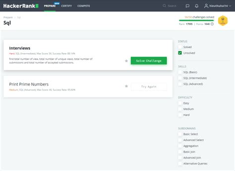 7 Tips Giúp Bạn Hoàn Thành 58 Sql Hackerrank Challenges Trong 1 Tuần And đạt 3 Sql Certificates
