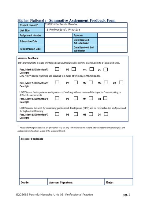 E205685 Unit 03 Professional Practice Assignment 2024 Higher