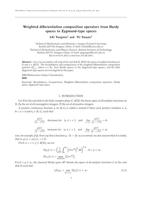 Pdf Weighted Differentiation Composition Operators From Hardy Spaces