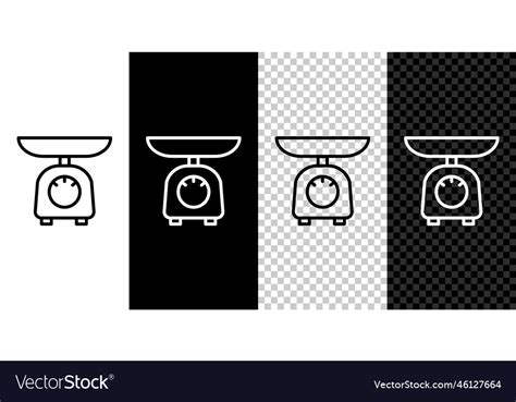 Set Line Scales Icon Isolated On Black And White Vector Image