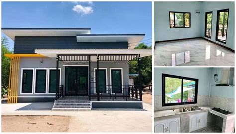 แบบบ้านโมเดิร์น 3 ห้องนอน 1 ห้องน้ำ รูปทรงทันสมัย Baanaz