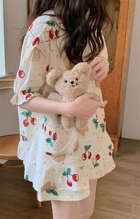 파자마 상하의 세트 체리 베어 해피홈 곰돌이 반팔 반바지 셋업 잠옷 파자마파티 수련회 엠티 호캉스 친구집 순면 여름 홈웨어 집들이 선물 커플잠옷 홈파티 생일파티 인싸템