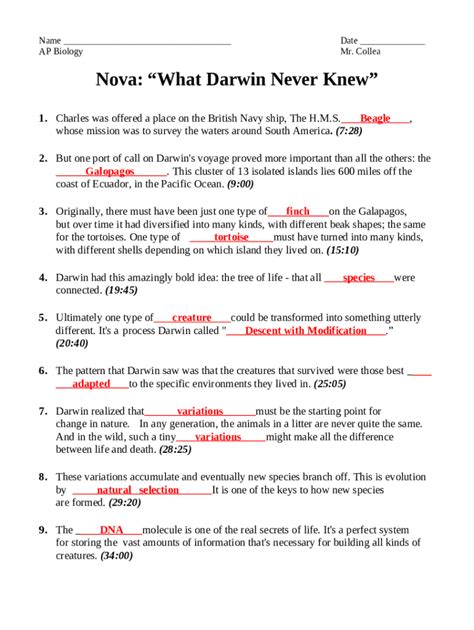 lab 9 worksheet doc what darwin never knew video doc template
