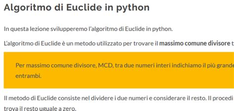 Algoritmo Euclideo Algoritmo Di Euclide MCD Python
