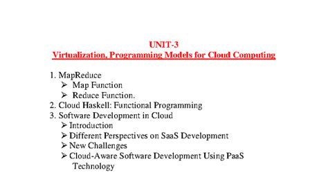 Cc Unit 3 Programming Models And Software Development In Cloud Studocu