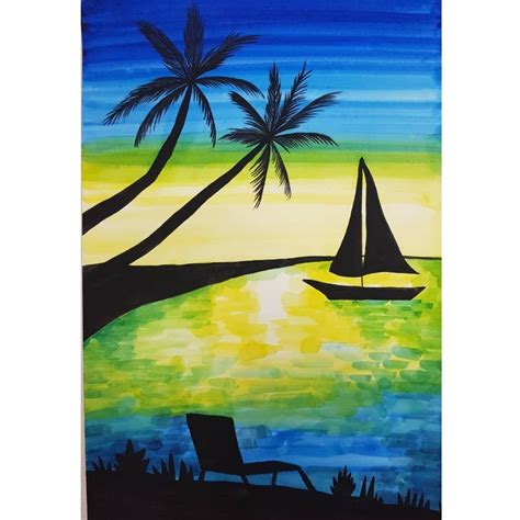 풍경 수채화 해변 풍경