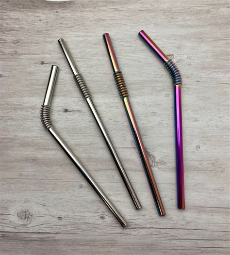 Engraved Bendable Stainless Steel Straw Rainbow Straw Eco Friendly