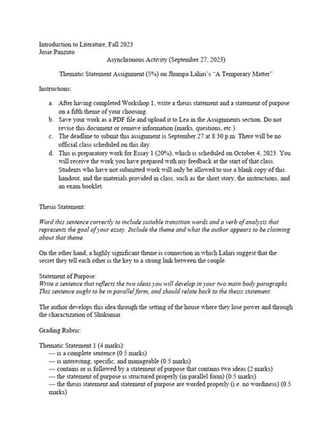 Thematic Statement Section 18 Pdf Human Communication Linguistics