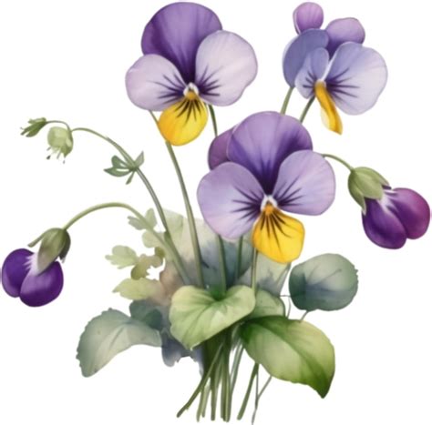 Premium Psd Watercolor Painting Of A Violet Flower Viola Sororia Flower