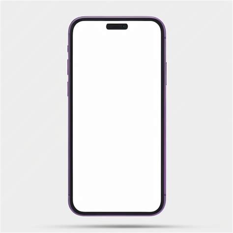 Realistic Front View Smartphone Mockup Mobile Iphone Purple Frame With Blank White Background