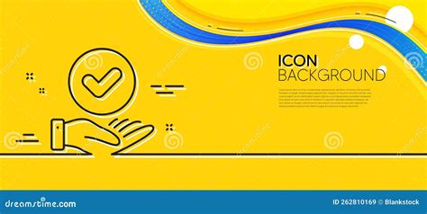 approved checkbox line icon accepted sign minimal line yellow banner vector stock vector