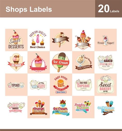 상점 및 식품 브랜딩 라벨 로고 및 스티커 프리미엄 벡터