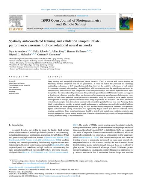 Pdf Spatially Autocorrelated Training And Validation Samples Inflate Performance Assessment Of