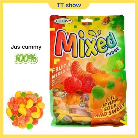 Coowy Mixed Fudge Juice Gummy Candy 100 Fruit Jelly Sour And Sweet Soft