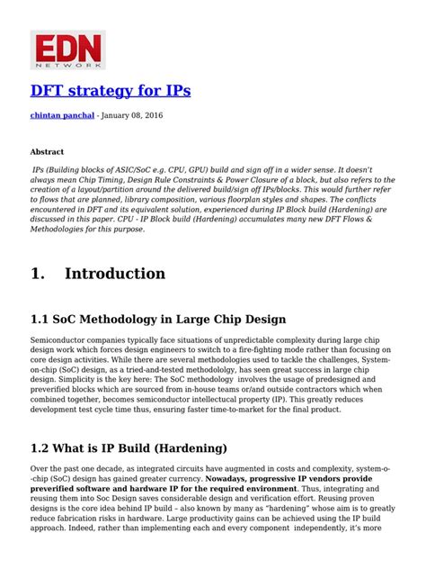 Dft Strategy For Ips Pdf System On A Chip Integrated Circuit