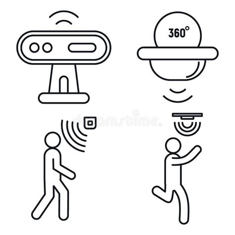 360 Motion Sensor Icon Outline Style Stock Vector Illustration Of