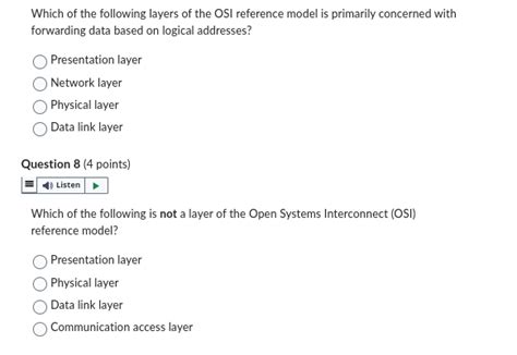 Solved Which Of The Following Layers Of The OSI Reference Chegg