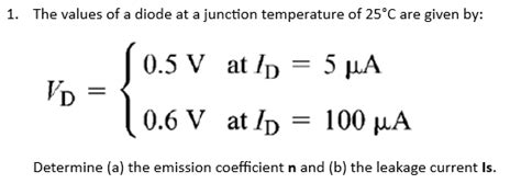 Solved The Values Of A Diode At A Junction Temperature Of