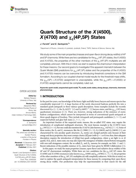 Pdf Quark Structure Of The X 4500 X 4700 And χ C 4p 5p States