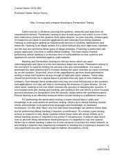 Essay Assignment 2 CISC 661 Docx Course Name CISC 661 Professor Name Bruce Babe Title