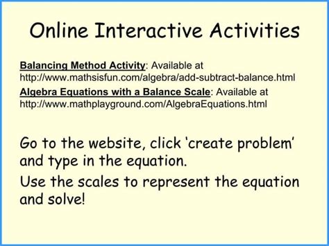 Solving Equations Using The Balancing Method Ppt