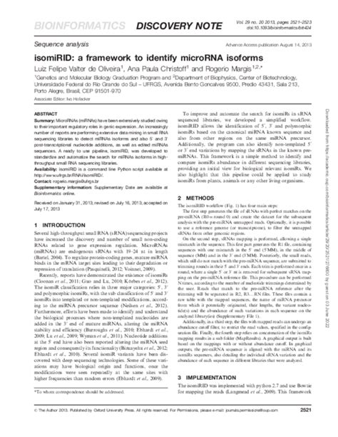 Pdf Isomirid A Framework To Identify Microrna Isoforms