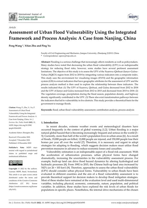 PDF Assessment Of Urban Flood Vulnerability Using The Integrated Framework And Process