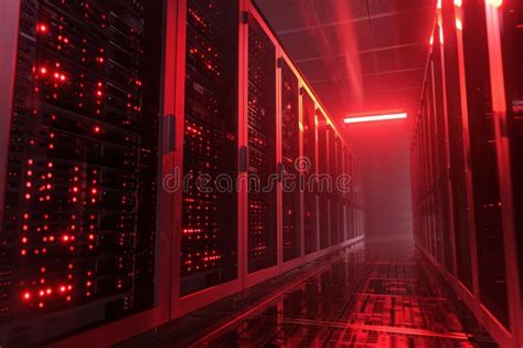 Shot Of Data Center With Multiple Rows Of Fully Operational Server Racks Neural Network Ai