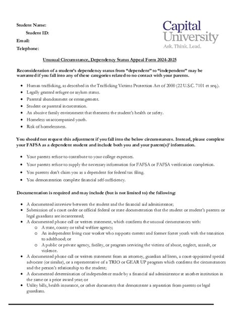 Fillable Online Dependency Status Appeal Form Fax Email Print Pdffiller