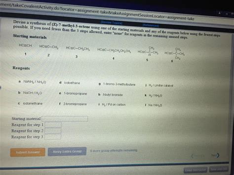 Solved Devise A Synthesis Of Z 7 Methyl 3 Octene Using One