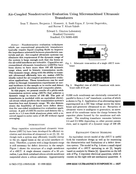 Pdf Air Coupled Nondestructive Evaluation Using Micromachined Ultrasonic Transducers