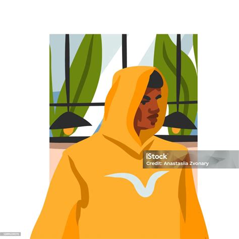 흰색 배경에 고립 된 패션 의상에 젊은 행복한 흑인 아프리카 계 미국인 아름다움 남자와 손으로 그린 벡터 추상 주식 그래픽 그림 사람들에 대한 스톡 벡터 아트 및 기타