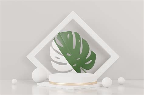 3d 추상 흰색 플랫폼 쇼케이스 제품 및 화장품 프레젠테이션 Terrazzo 아이디어 개념 모형 및 광고를 위한 최소 연단 웹 배너에 대한 기하학적 디자인 장면을 렌더링