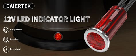 Amazon Com DaierTek Indicator Light 12V Red Snap In 1 2 Panel Mount LED Indicator Light 12