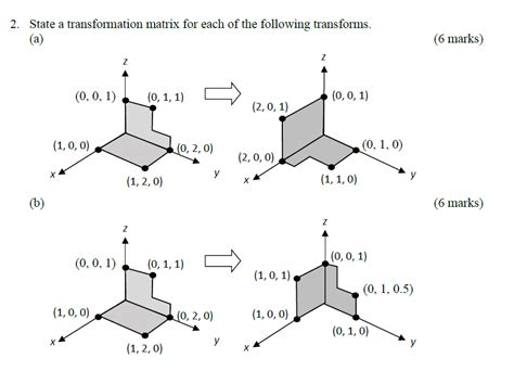 Solved 2 State A Transformation Matrix For Each Of The