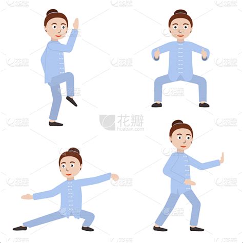 太极拳 气功 女孩 分离着色 太极 女人 矢量 锻炼 表演 练习