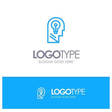Business Head Idea Mind Think Blue Outline Logo Place For Tagline