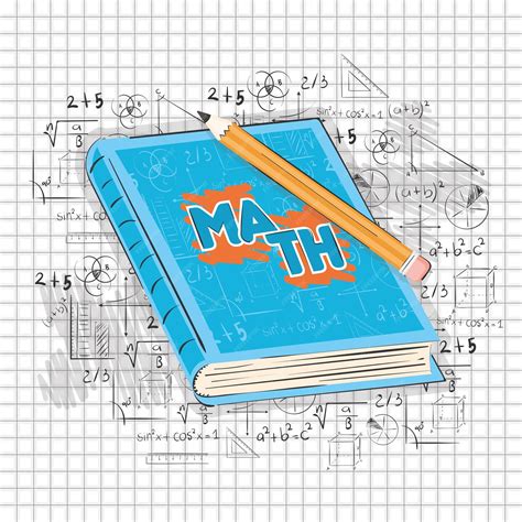 Isolated Math Book With A Pencil And Formulas Math Class Concept Vector