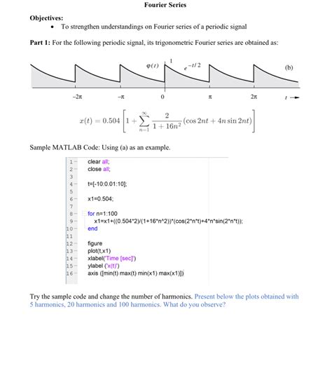 Solved Fourier Seriesobjectives To Strengthen Understandings