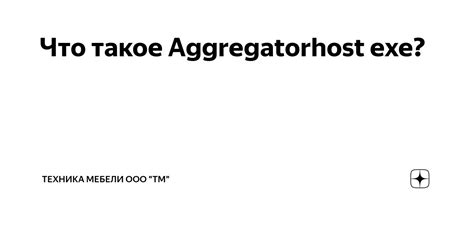Что такое Aggregatorhost Exe Техника мебели ООО ТМ Дзен