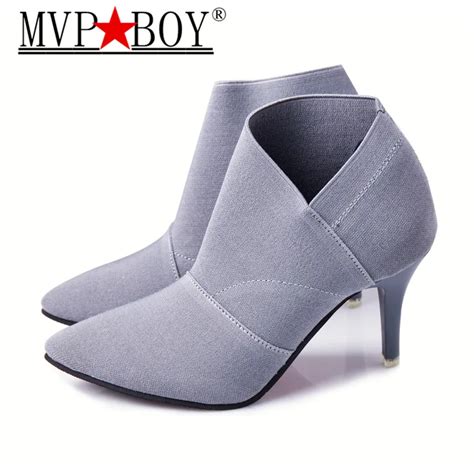 Mvp 소년 지적 발가락 하이힐 여성 부츠 기본 신발 가을 겨울 캐주얼 장착 여성 싱글 패션 아웃웨어 신발앵클 부츠 Aliexpress