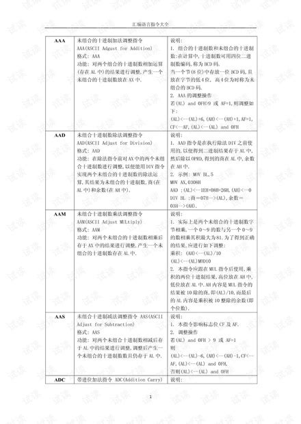 汇编语言指令大全详解版pdf汇编指令一览表资源 Csdn下载